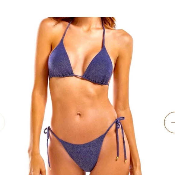 Vix | Swim | Vix Hermanny Bikini Top And Matching Bottoms D Cup Shimmerglitter Blue | Poshmark